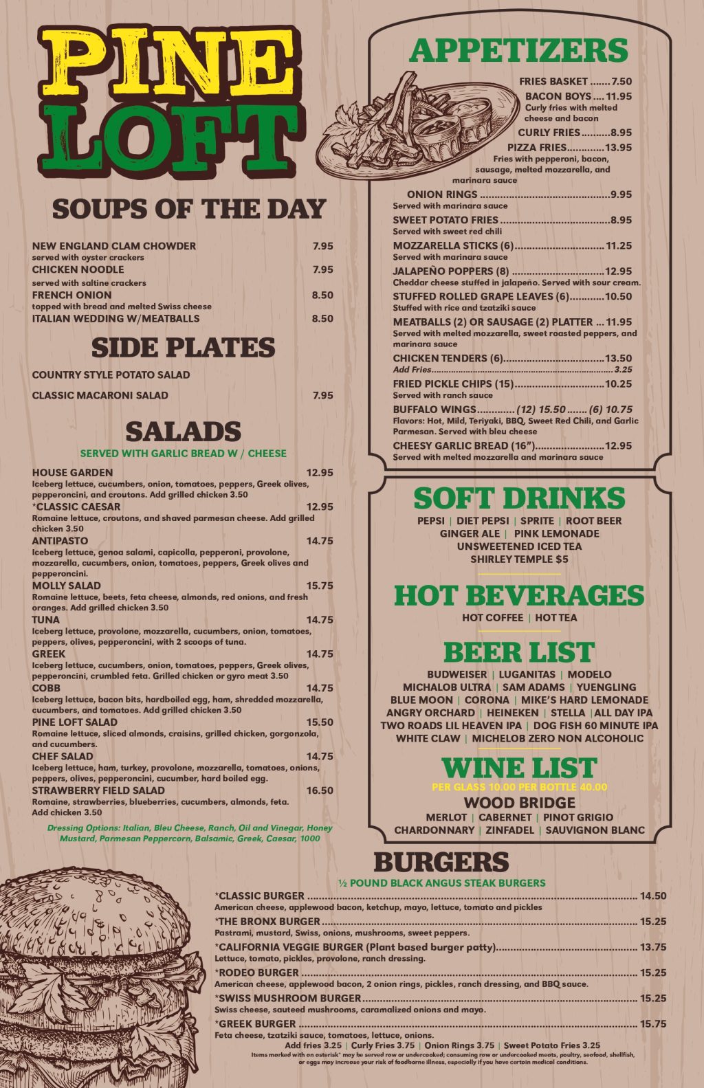 Our Menu – Pineloft